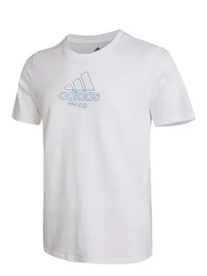 Adidas Back Printing Casual Round Neck Pullover Short Sleeve White T-shirt - Default Color