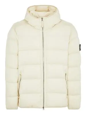 Stone Island Compass Patch Zip-up Puffer Jacket - Beige