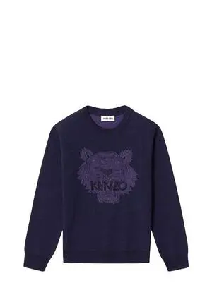 Kenzo Tiger Embroidered Long Sleeve Pullover - Blue