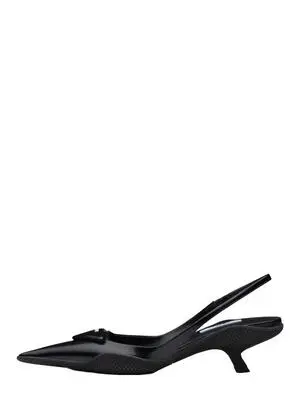 Prada Sling-back Pumps In Brushed Leather - Black