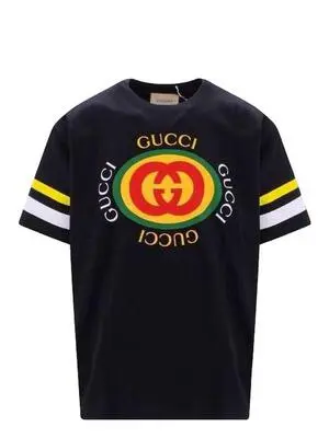 Gucci Gg Logo Print Cotton T-shirt - Black