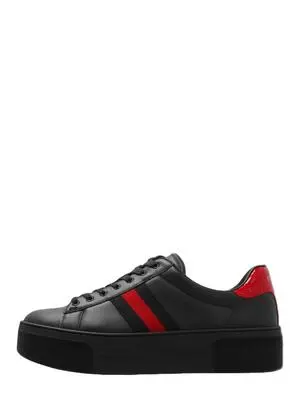 Gucci Ace Leather Platform Sneakers - Black