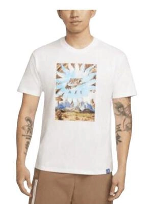 Nike Men's Nike Landscape Logo Printing Round Neck Casual Short Sleeve White T-shirt Multi-color