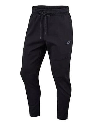 Nike Logo Casual Knit Drawstring Sports Long Pants - Black