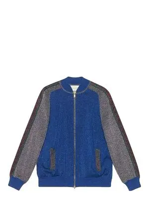 Gucci Wool Lam Bomber Jacket - Blue/grey/green