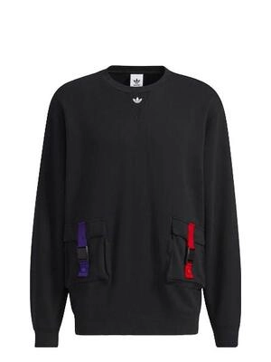 Adidas Crewneck Pullover With Pocket Detailing - Black