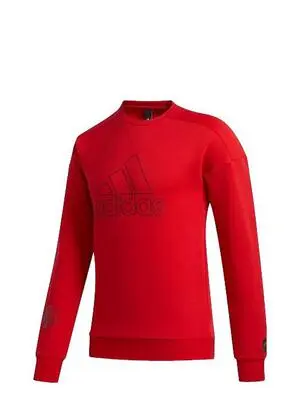 Adidas Logo Print Pullover Sweatshirt - Light Red