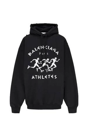 Balenciaga Balenciaga Logo Printed Hoodie Black