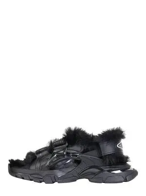 Balenciaga Track Sandals With Fake Fur - Black