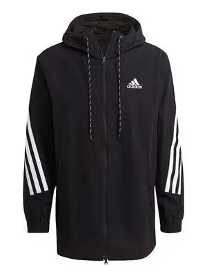 Adidas Sporty Stripes Hooded Track Jacket - Black