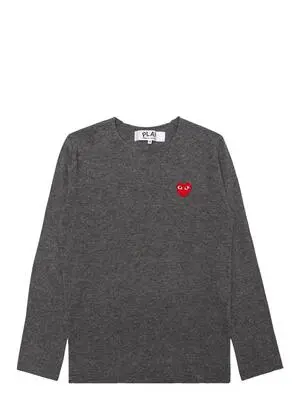 Play Comme Des Garcon Comme Des Garcons Play L/s Basic T-shirt Red Emblem 'grey' Grey