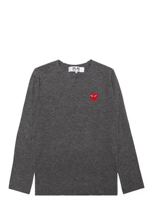 Play Comme Des Garcon Comme Des Garcons Play L/s Basic T-shirt Red Emblem 'grey' Grey