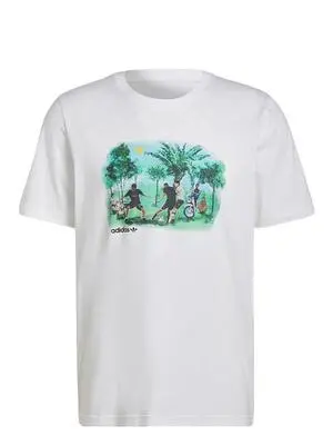 Adidas Originals Character Pattern Printing Round Neck Short Sleeve White - Multi-color