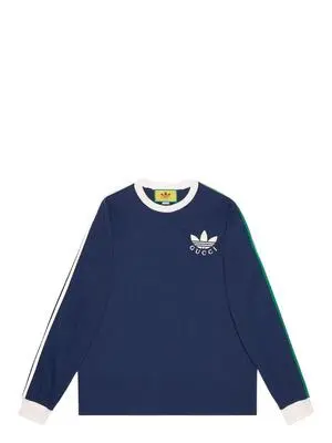 Gucci X Adidas Cotton Jersey Long Sleeve T-shirt - Navy