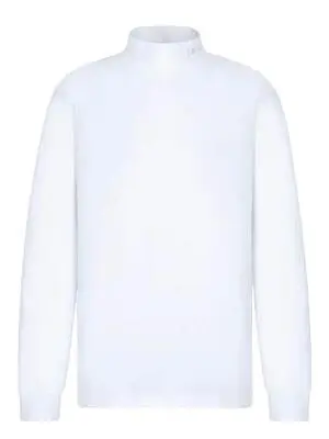 Dior Ss22 Logo Plain Weave Knit Long Sleeves T-shirt - White