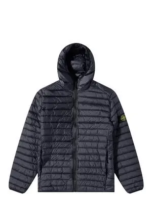 Stone Island Logo Patch Hooded Down Puffer Jacket - Navy