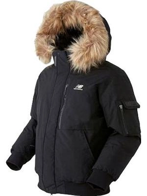 NEW BALANCE Hooded Down Jacket - Black/brown