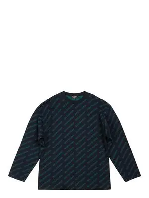 Balenciaga Allover Logo Knit Sweater - Dark Blue/green