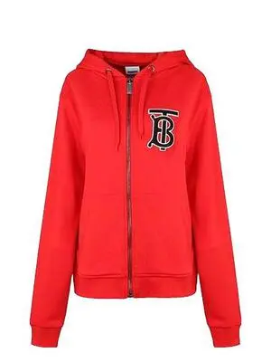 Burberry Alphabet Print Zip Hoodie - Red