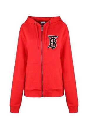 Burberry Alphabet Print Zip Hoodie - Red
