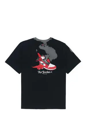 JORDAN Logo Pattern Printing Basketball Training Sports Short Sleeve T-shirt - Black