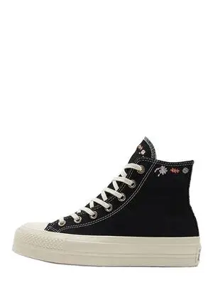 CONVERSE Chuck Taylor All Star Lift Platform High "embroidered Floral - Black