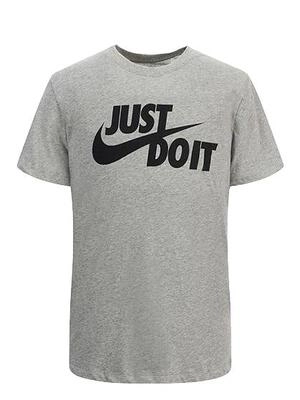 Nike Tee Just Do It Swoosh Casual Sports Round Neck Short Sleeve Gray - Grey