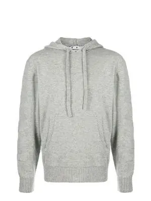 Off-White Hooded Sweater With Sleeve Detail - Grey