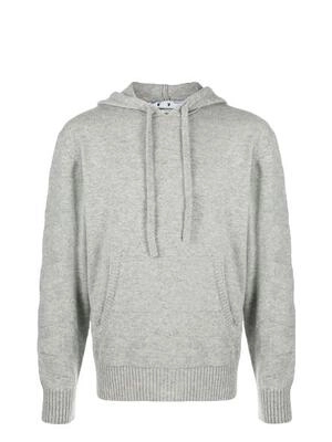 Off-White Hooded Sweater With Sleeve Detail - Grey