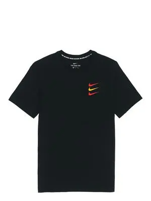 Nike Contrasting Colors Logo Sports Round Neck Short Sleeve T-shirt - Black