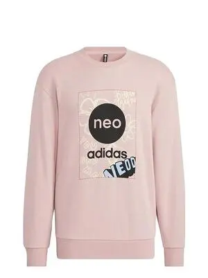 Adidas Neo Logo Printing Long Sleeve Pullover - Pink