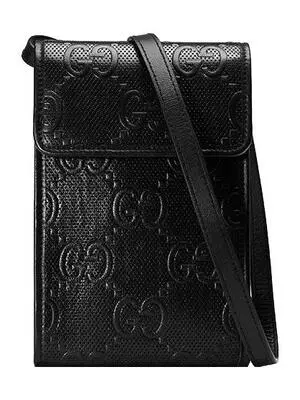 Gucci Embossed Logo Shoulder Messenger Bag - Black