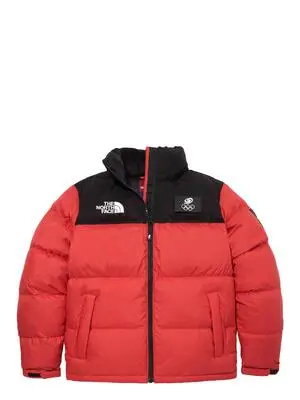 The North Face Puffer Jacket With Stand Collar - Red/black
