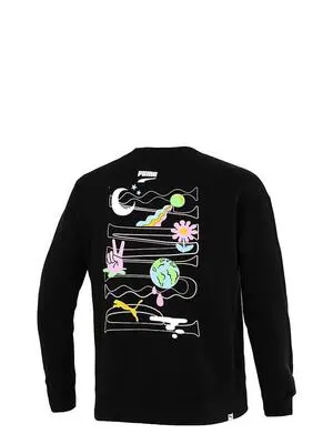 PUMA Graphic Print Knit Pullover - Black