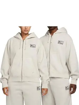 Nike X Stussy Pigment Dyed Fleece Zip Hoodie - Light Bone