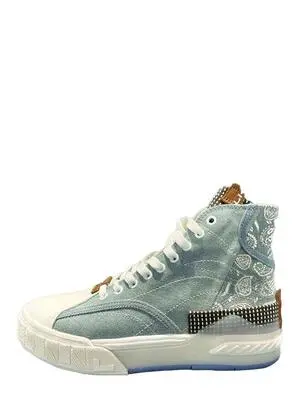 LI-NING High Top Sneakers With Mixed Media Detailing - Blue/white