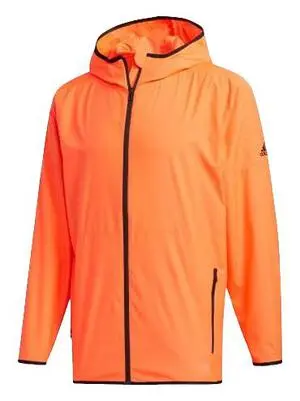 Adidas Sporty Zip-up Hooded Jacket - Red