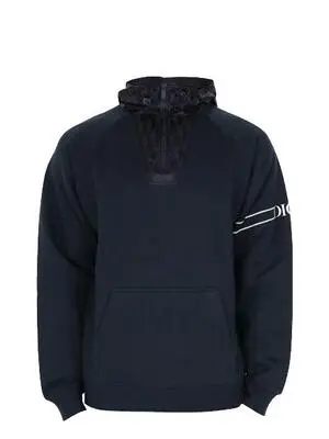 Dior Logo Detailed Zip-up Hoodie - Blue