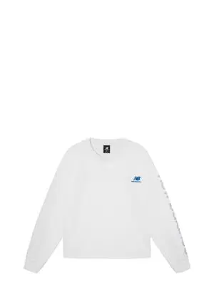 NEW BALANCE Letters Print Sleeve Sweatshirt - White/blue