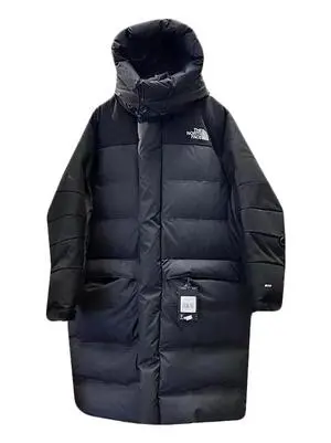 The North Face Logo Hooded Puffer Coat - Black