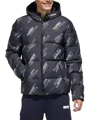 Adidas Neo Logo Print Hooded Down Jacket - Default Color