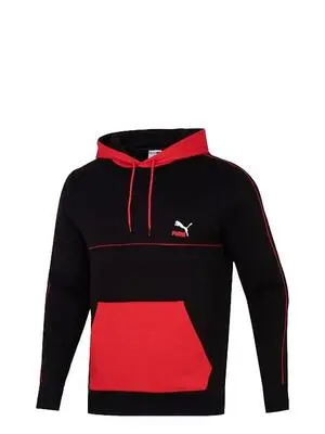 PUMA Clsx Colblock Hoodie - Black/red