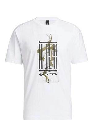 Adidas Wj Gfx Logo Pattern Printing Athleisure Casual Sports Round Neck Short Sleeve White - Multi-color