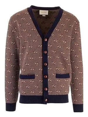 Gucci Monogram Knit Cardigan - Brown