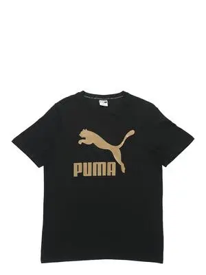 PUMA Athleisure Casual Sports Bronzing Logo Printing Short Sleeve - Black