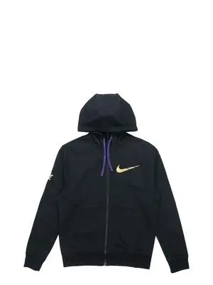 Nike Fleece Lined Hooded Jacket With Zipper Closure - Black