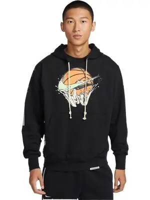 Nike Dri-fit Standard Issue Basketball Hoodie - Black/lime Blast