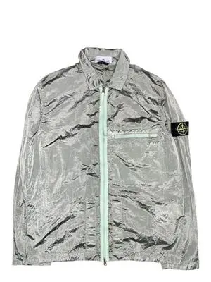Stone Island Zip Up Jacket With Compass Patch - Green