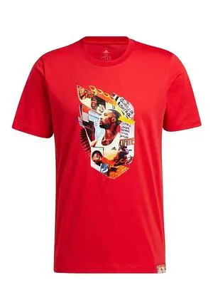 Adidas Dame Abstract T Lillard Basketball Sports Cartoon Short Sleeve - Red