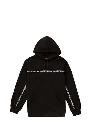 Supreme Fw18 Text Stripe Hooded Sweatshirt - Black